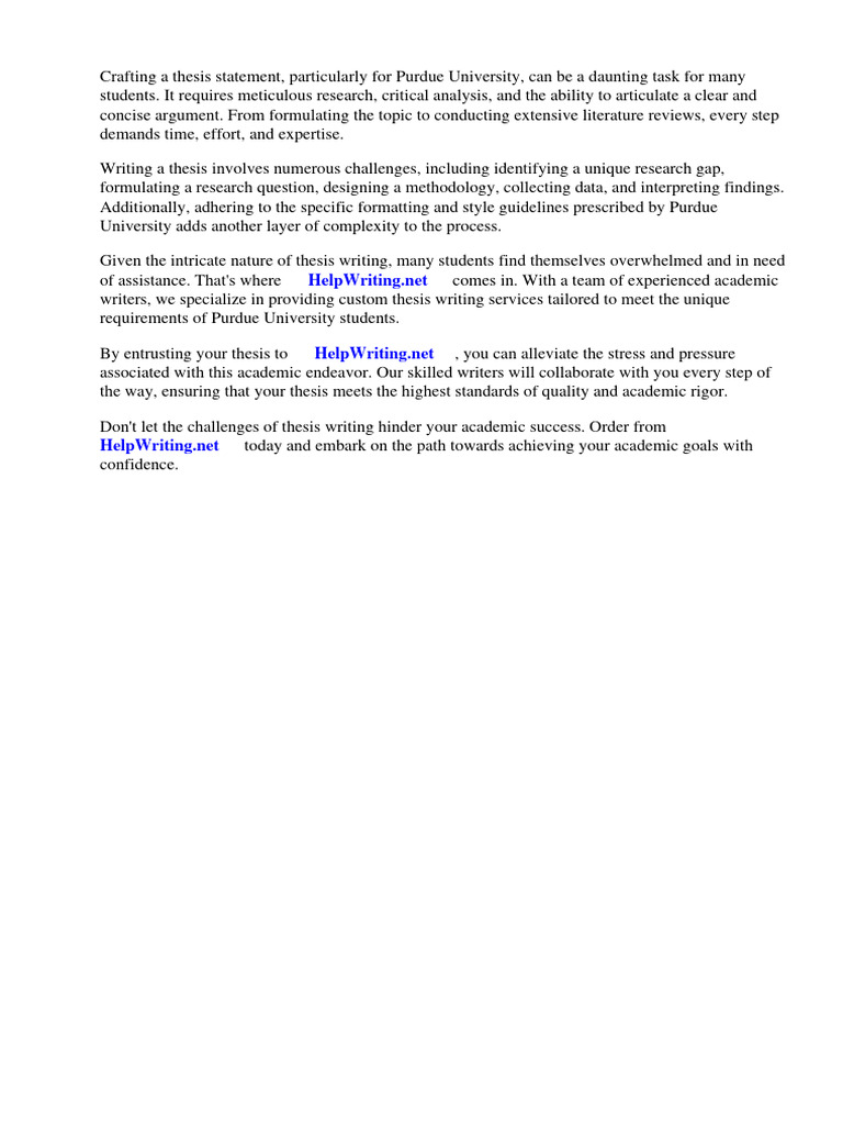 Purdue University Thesis Statement | PDF | Essays | Thesis