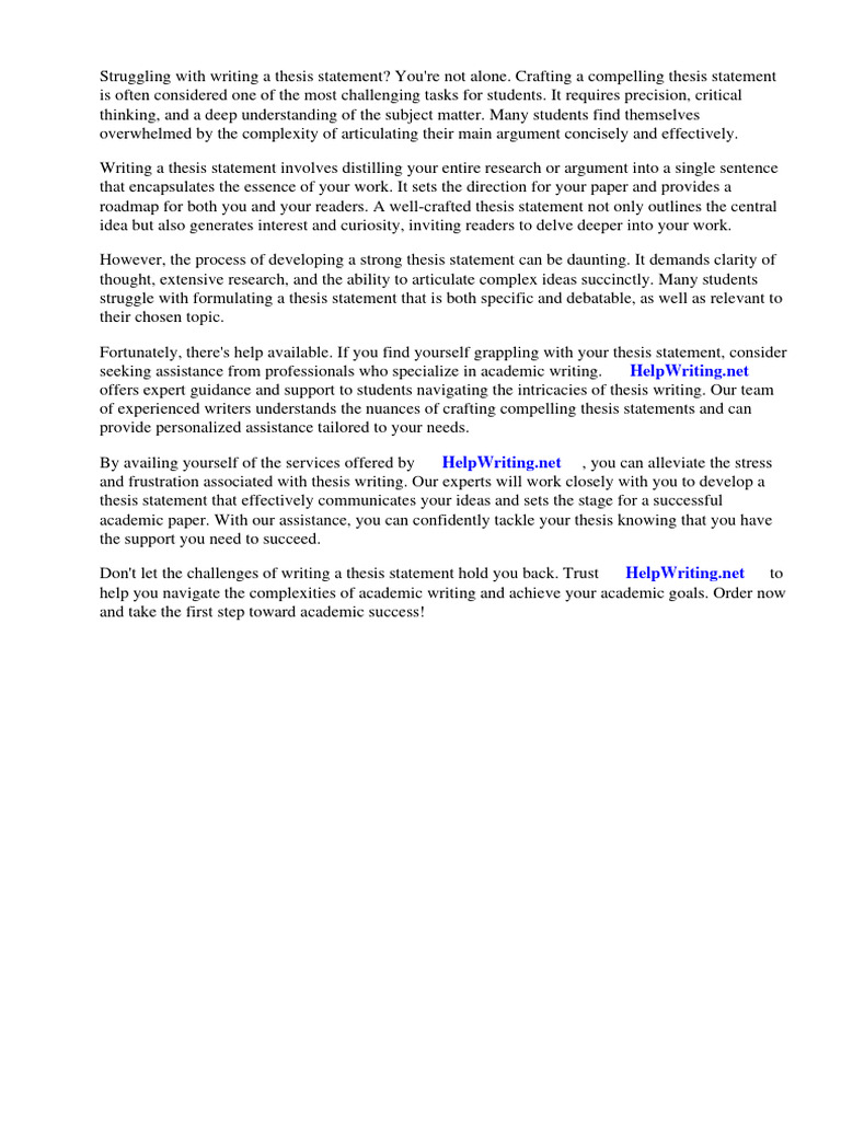 Thesis Statement Student Examples | PDF | Essays | Thesis