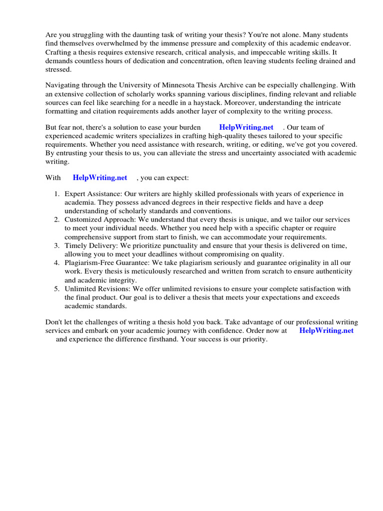 University of Minnesota Thesis Archive | PDF | Thesis | Archive