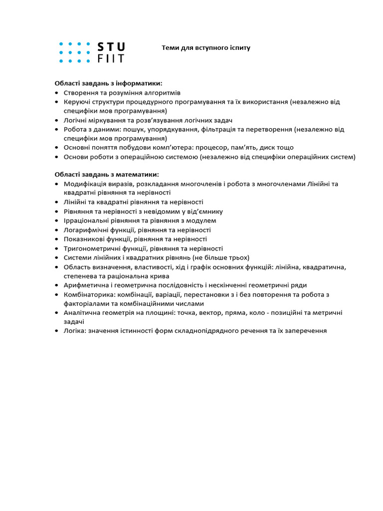 Informatika - Fiit Stu 2023 | PDF