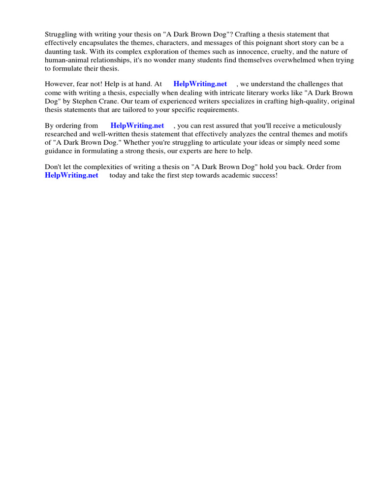 A Dark Brown Dog Thesis Statement | PDF | Dogs