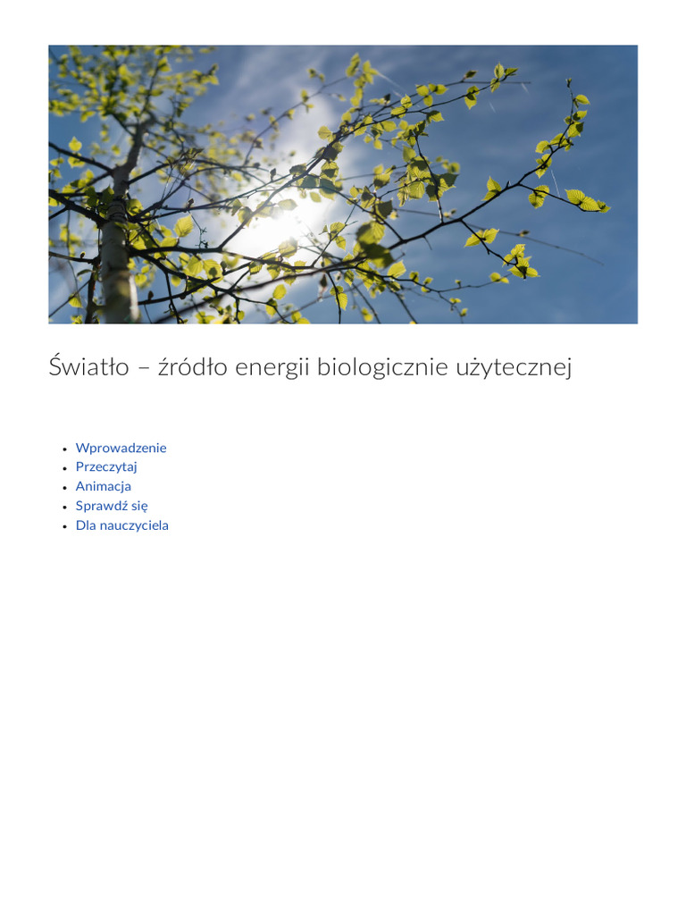Swiatlo Zrodlo Energii Biologicznie Uzytecznej | PDF