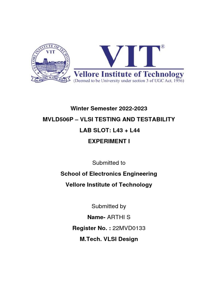 arthi vlsi lab 1 | PDF | Electronic Design | Computing