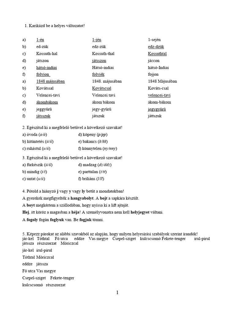Helyesírás Megoldás 2023 | PDF