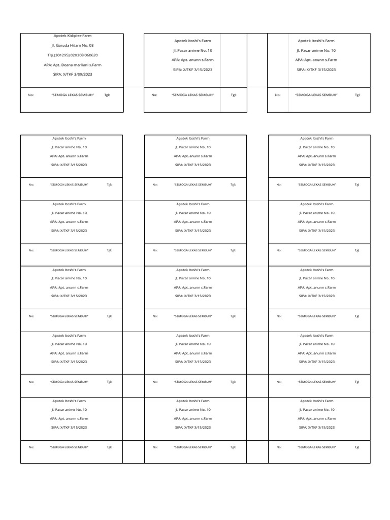 Tidak Boleh Diulang Tanpa Resep Dokter LABEL Ni - Docx - 20231004 ...