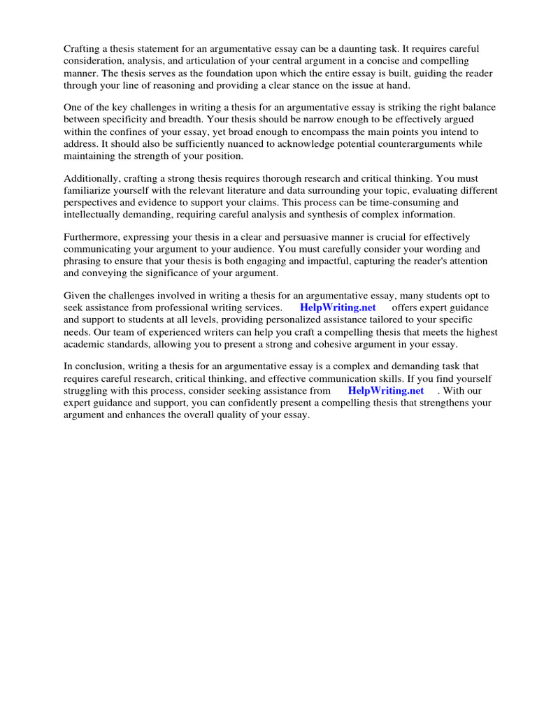 How To Write A Thesis in An Argumentative Essay | PDF | Essays | Argument