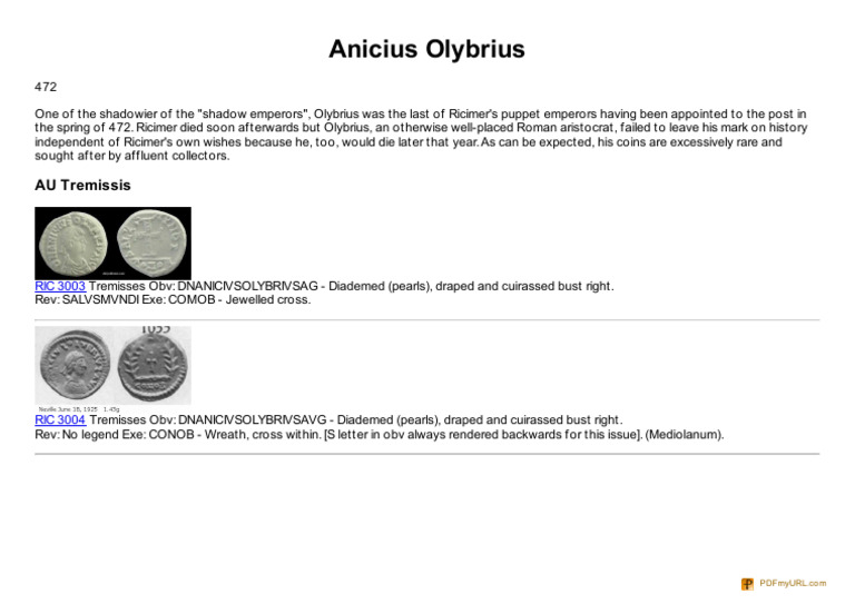 Olybrius | PDF | History | Classics