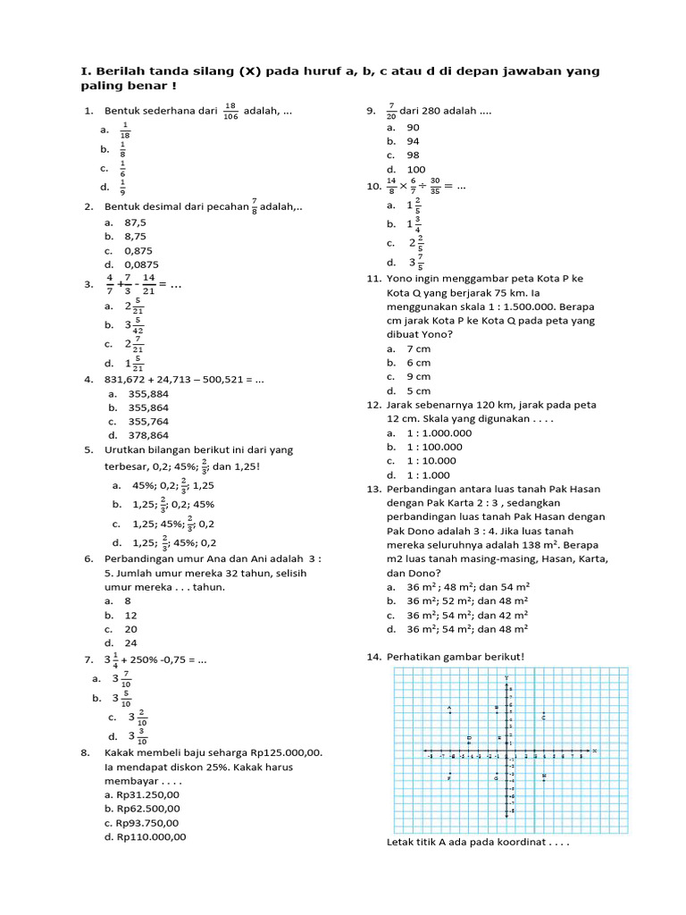 Soal Latihan Uas Kelas 6 Semester 2 Docx | PDF