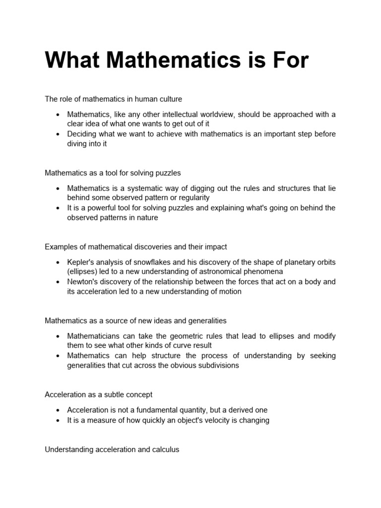 What Mathematics Is For | PDF | Calculus | Evolution
