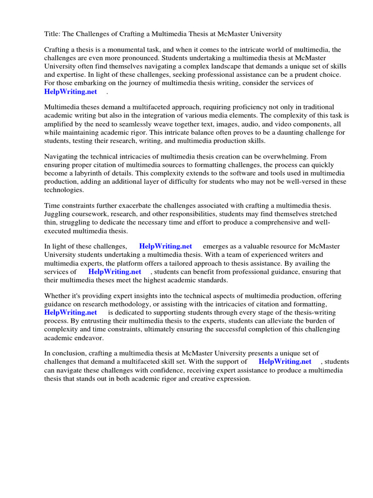 Multimedia Thesis Mcmaster | PDF | Multimedia | Educational Technology