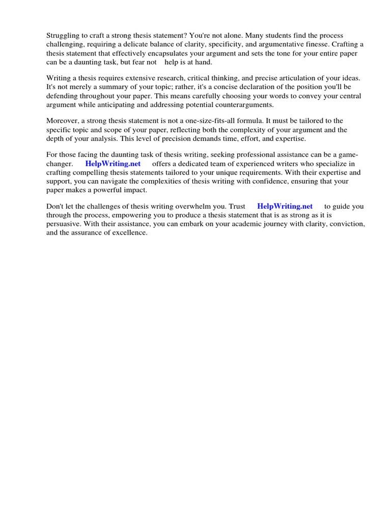How To Make My Thesis Statement Strong | PDF | Career & Growth | Self ...