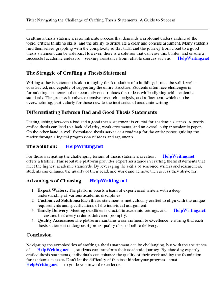 Bad and Good Thesis Statements | PDF | Essays | Thesis