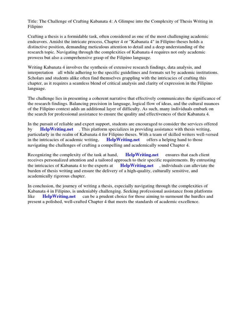 Kabanata 4 Thesis Sample Filipino | PDF | Tagalog Language | Human ...