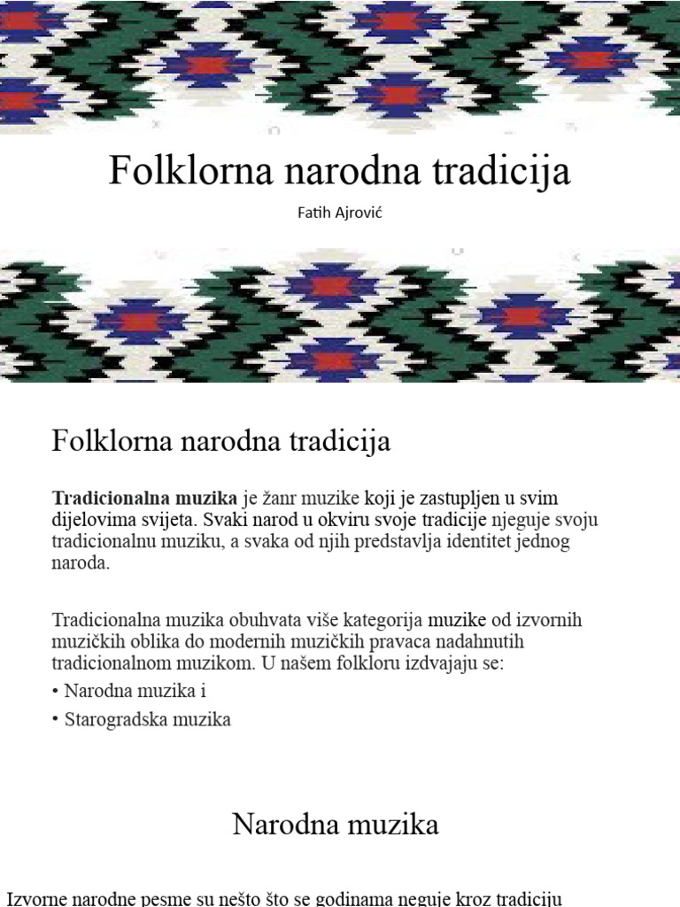 Folklorna Narodna Tradicija: Fatih Ajrović | PDF