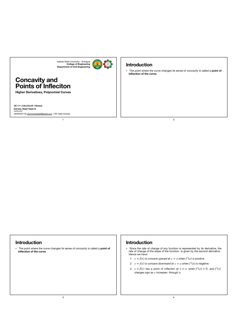 Concavity Points of Inflection | PDF