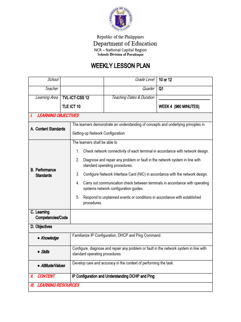 TVL Ict Css 10 or 12 q1 Week 4 | PDF | Ip Address | Domain Name System