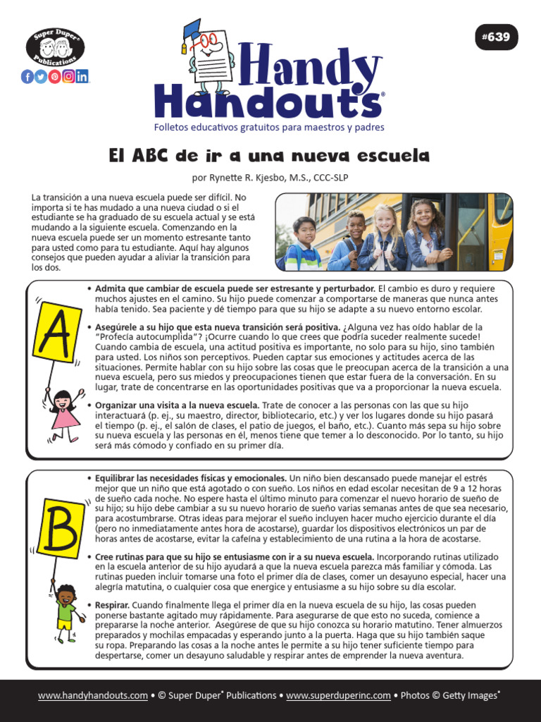 639 ABCs of Going To New School SPANISH | PDF