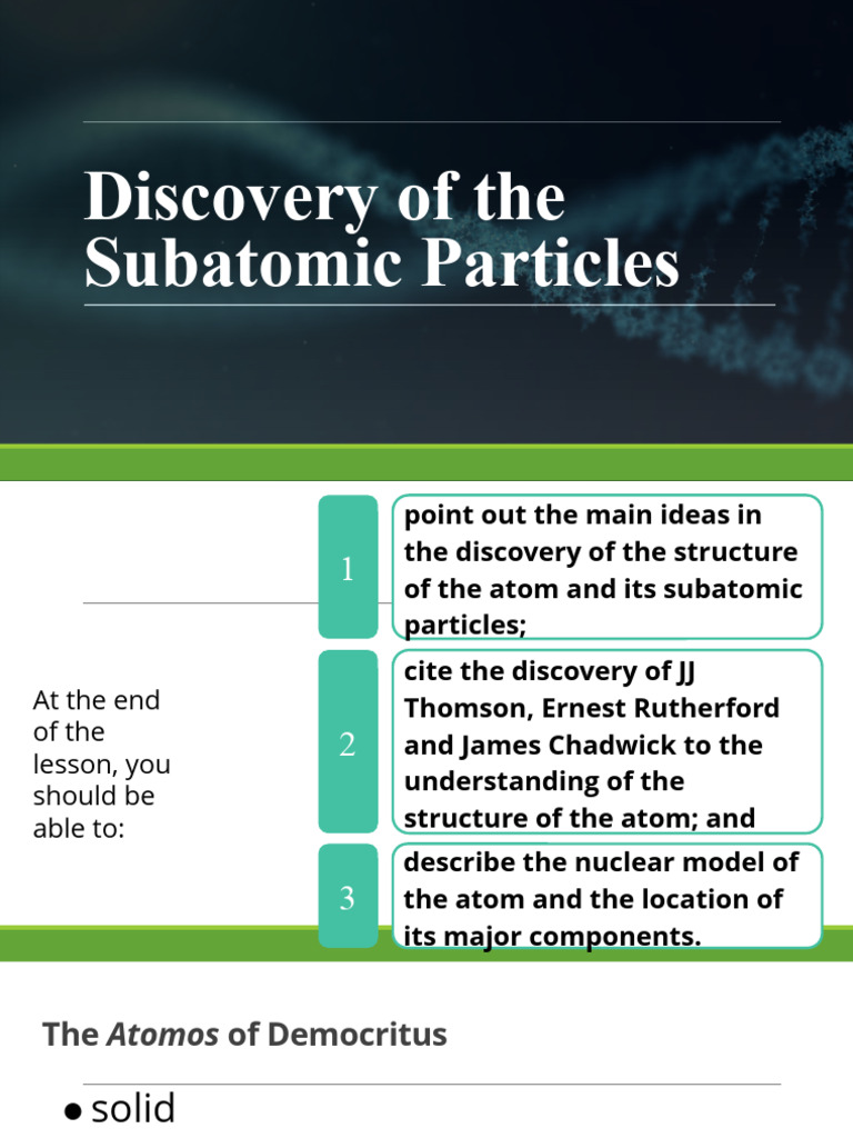 Physical Science Shs 2 2 Discovery Of The Subatomic Particles Pdf Atoms Atomic Nucleus
