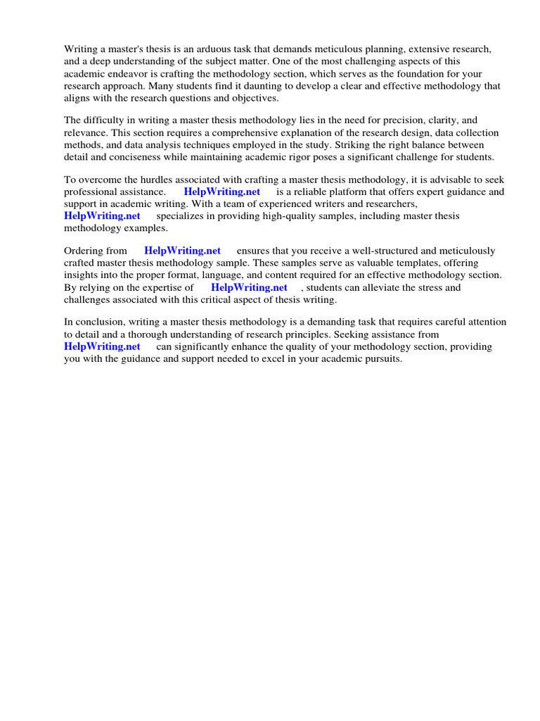 Master Thesis Methodology Sample | PDF