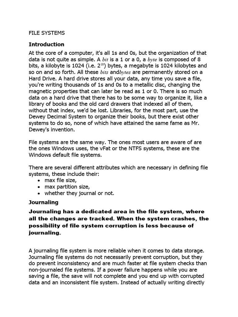 File Systems Pdf File System Computer Data Storage