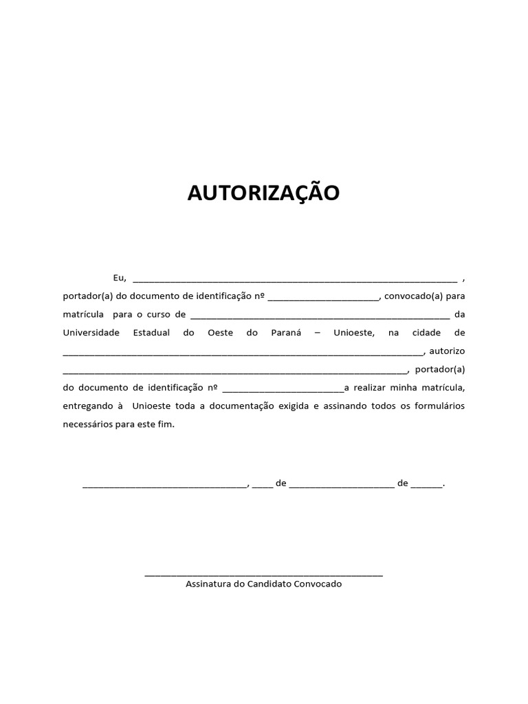 Modelo - Autorização para Matrícula Por Terceiro | PDF