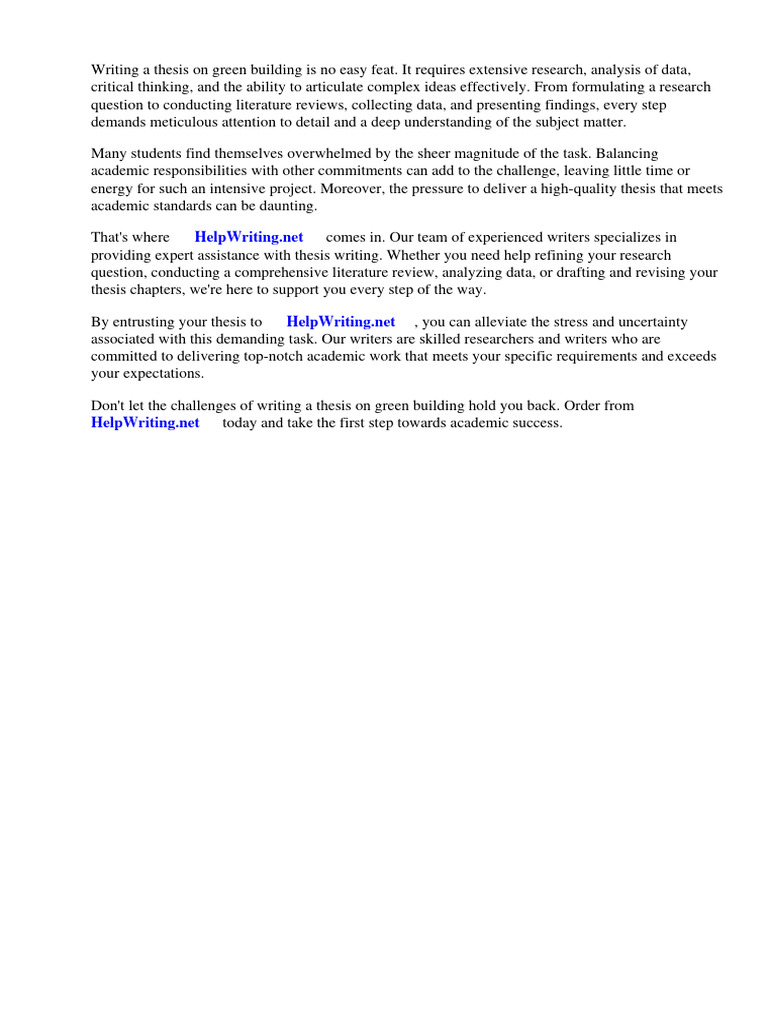 Green Building Thesis Writing Help | PDF
