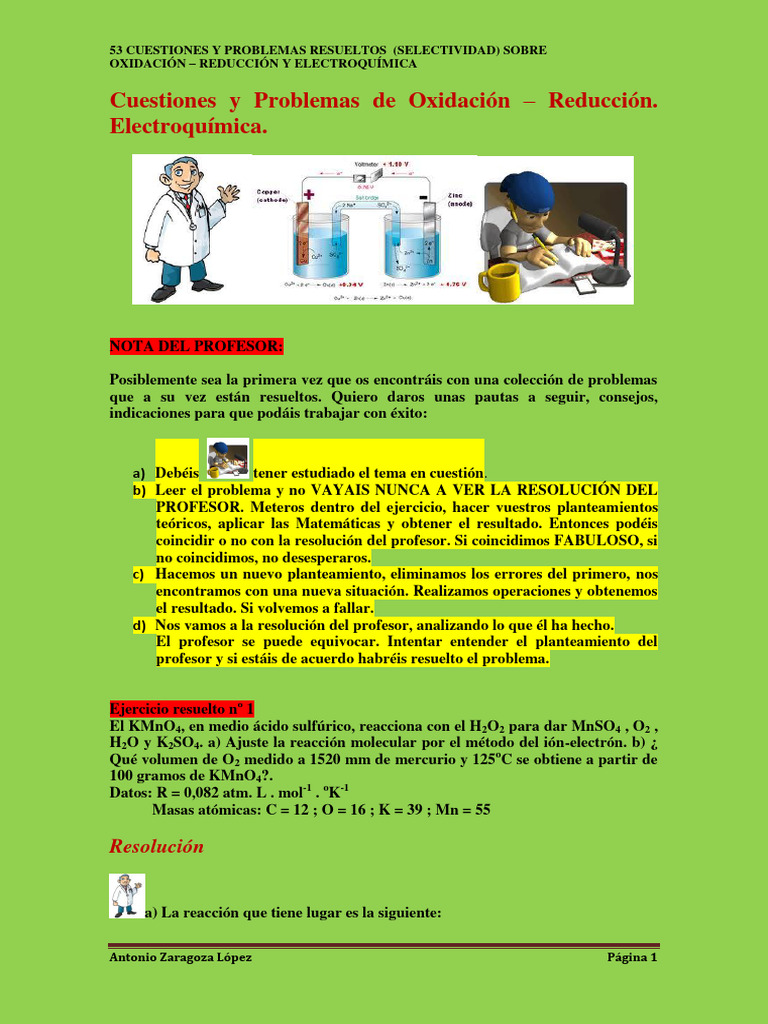 cuestiones_y_problemas_resueltos_sobre_oxidacion_reduccion_y_electroquimica | PDF | Redox ...