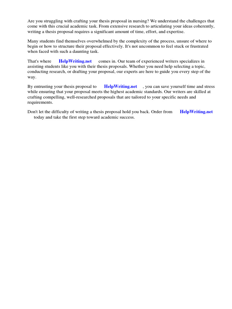 Example of Thesis Proposal in Nursing | PDF | Thesis | Methodology