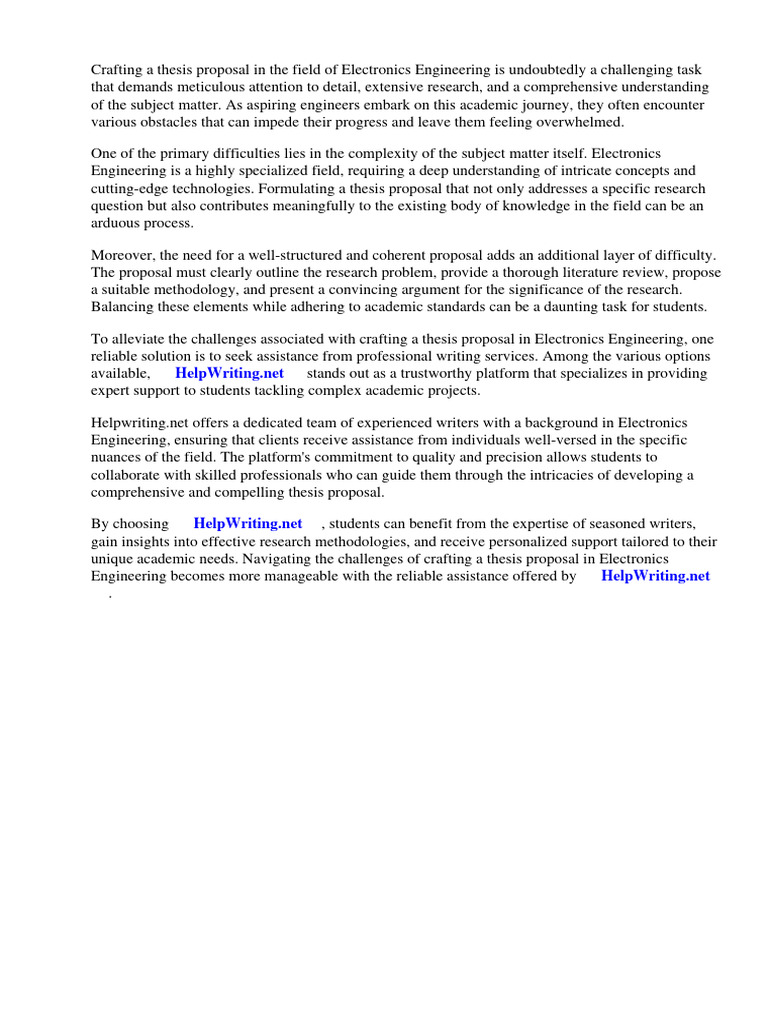 Thesis Proposal Sample For Electronics Engineering | PDF | Thesis | Engineering