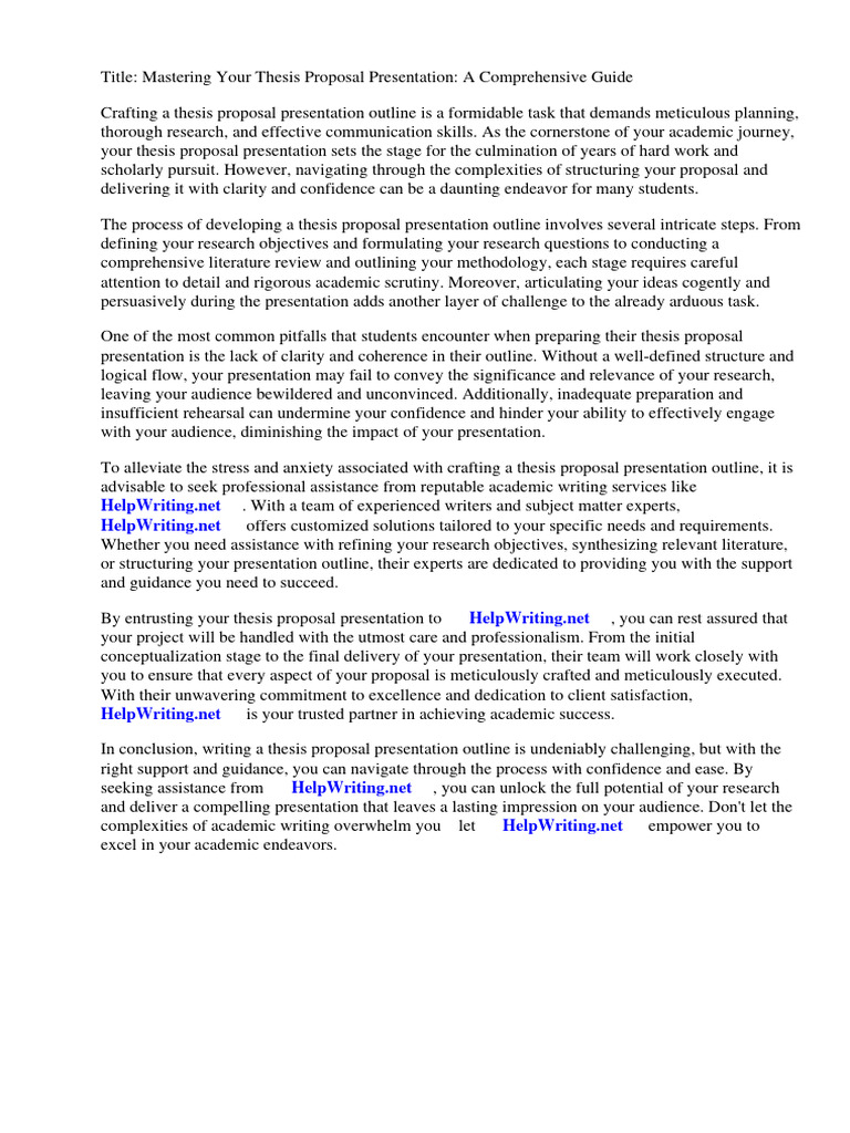 Thesis Proposal Presentation Outline | PDF | Thesis | Microsoft Power Point