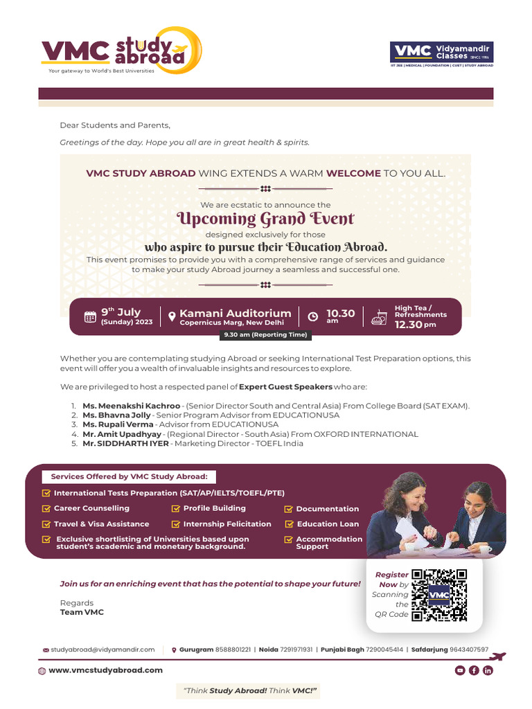 VMC Study Abroad Students & Parents | PDF | International Student ...