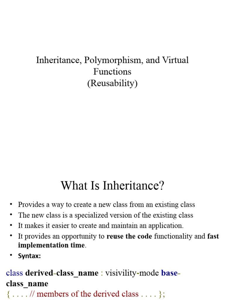 Inheritance in Object Oriented Programming | PDF