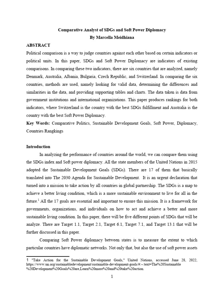 Comparative Analyst of SDGs and Soft Power Diplomacy | PDF