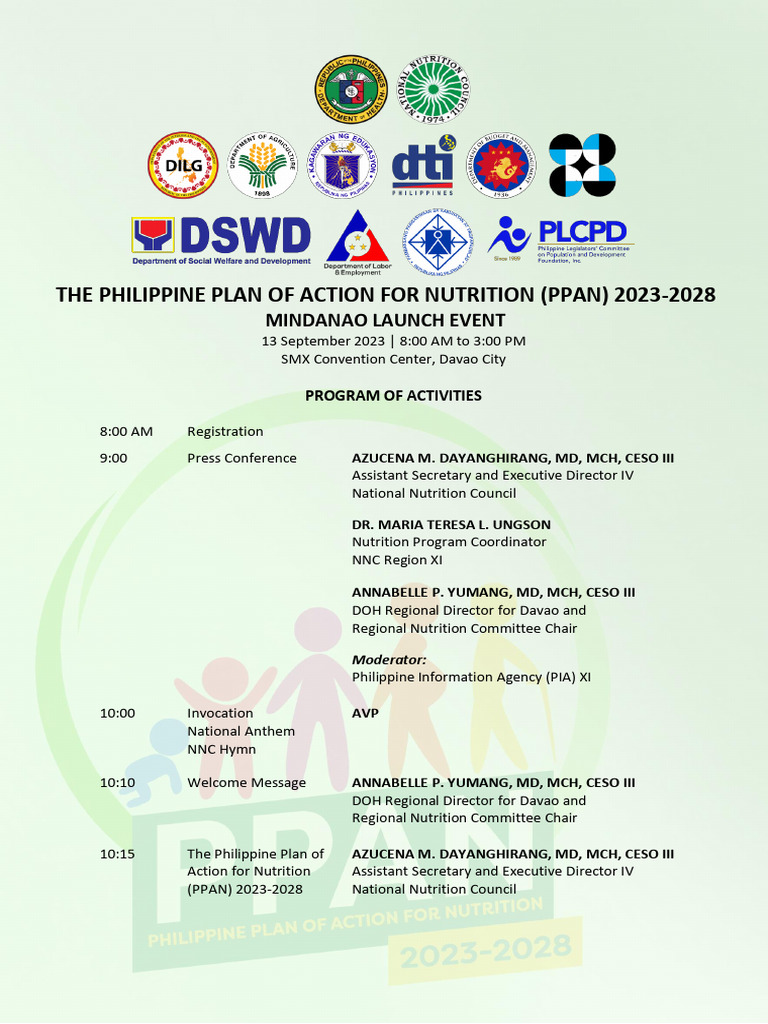 Ppan 2023 2028 Mindanao Launch Program Of Activities Ao 20230912 Pdf