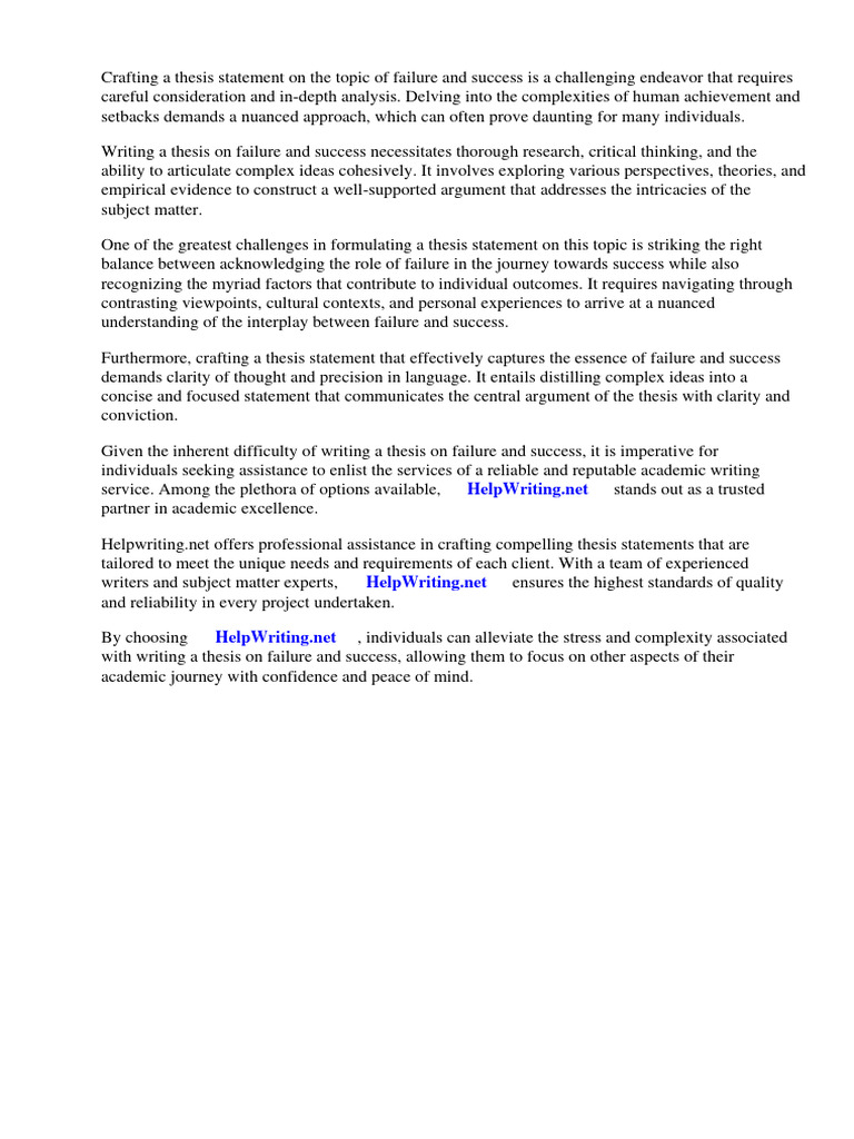 Thesis Statement For Failure and Success | PDF | Essays | Thesis