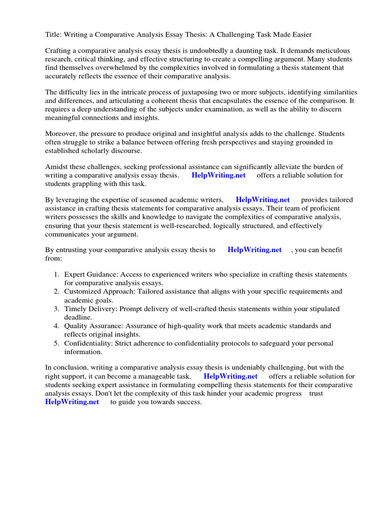 Comparative Analysis Essay Thesis Example | PDF | Career & Growth | Art