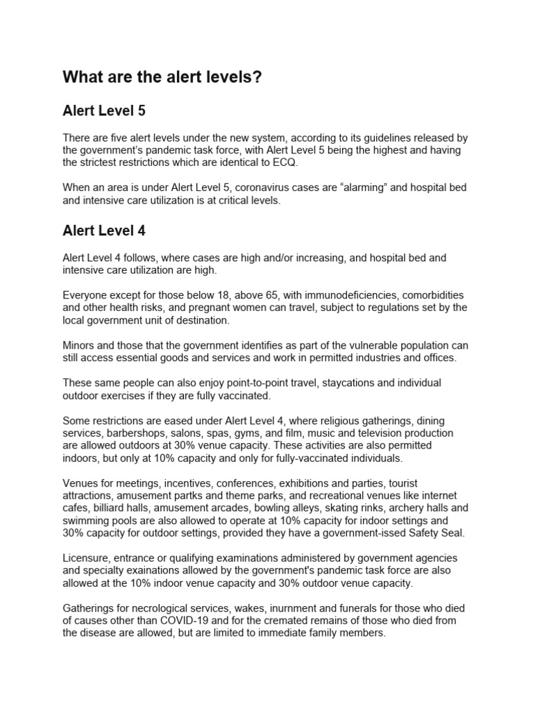 What Are The Alert Levels | PDF | Social Science