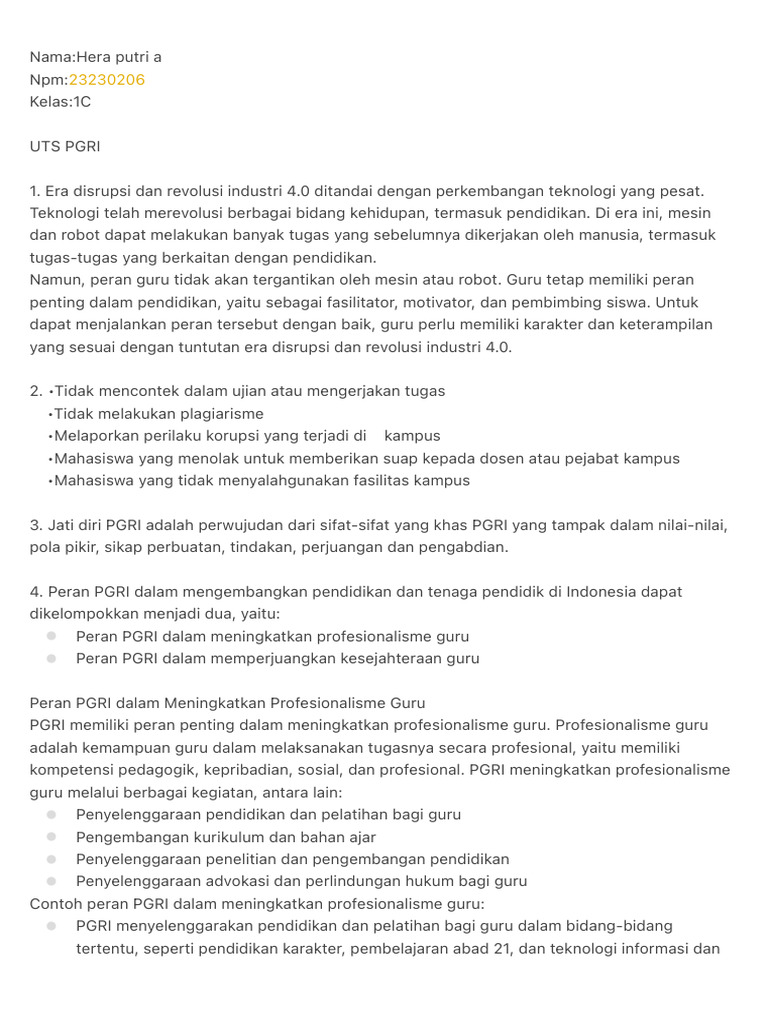 Uts Pgri (Hera Putri) | PDF