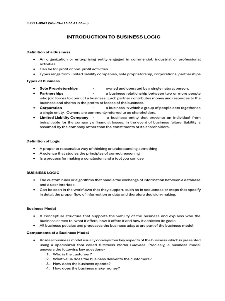 Introduction To Business Logic | PDF