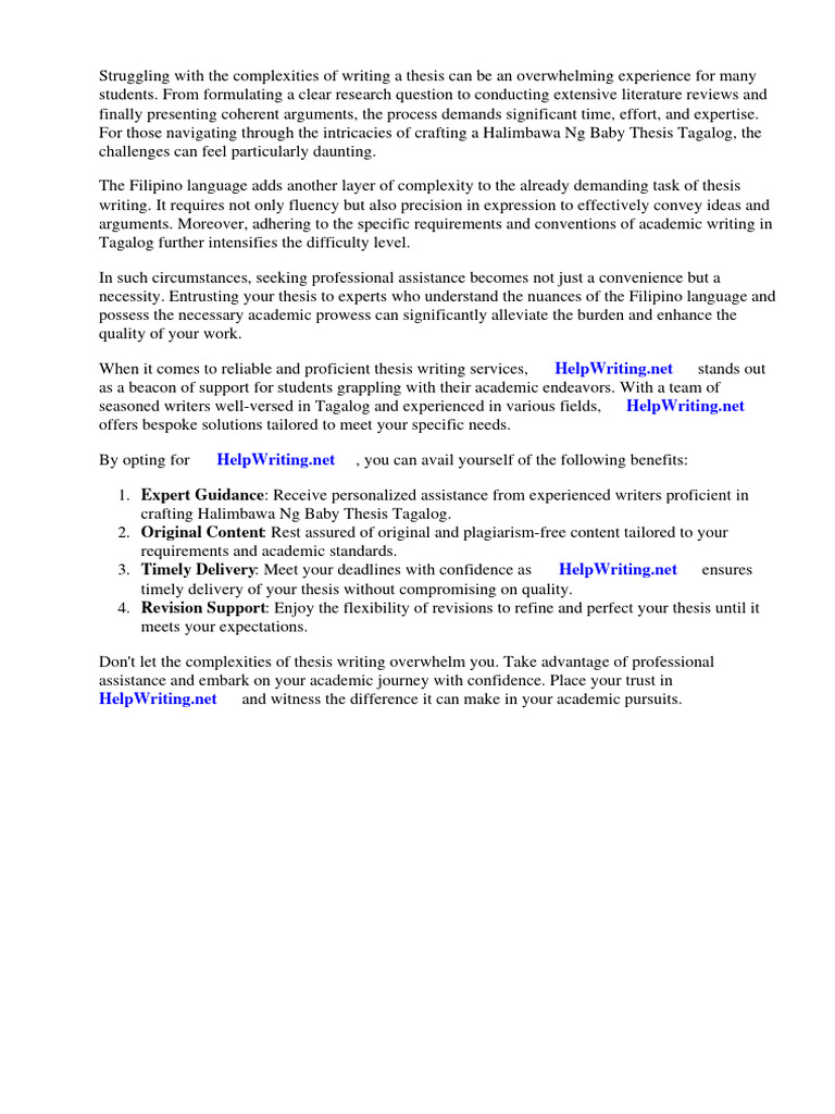 Halimbawa NG Baby Thesis Tagalog | PDF