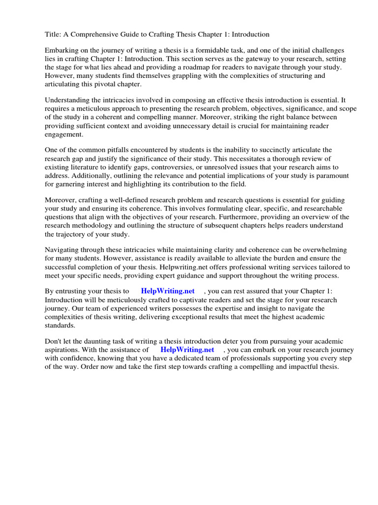 Sample Format of Thesis Chapter 1 | PDF | Thesis | Quantitative Research