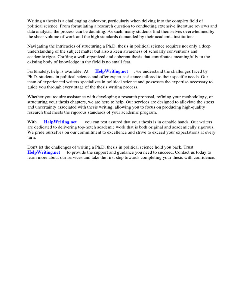 Phd Thesis Structure Political Science Pdf