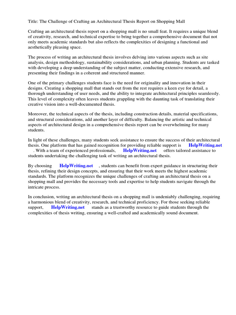 Architectural Thesis Report On Shopping Mall | Download Free PDF ...