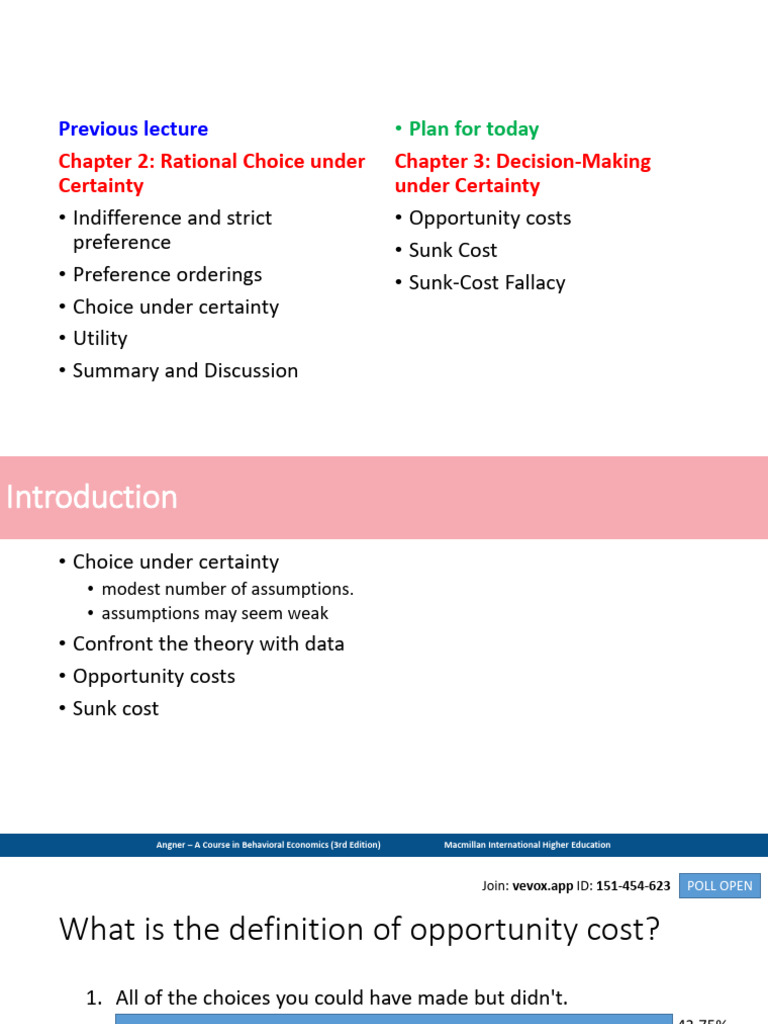 3.0 Chapter 3 - Decision-Making Under Certainty - Lecture 3 - Cost | PDF | Opportunity Cost ...