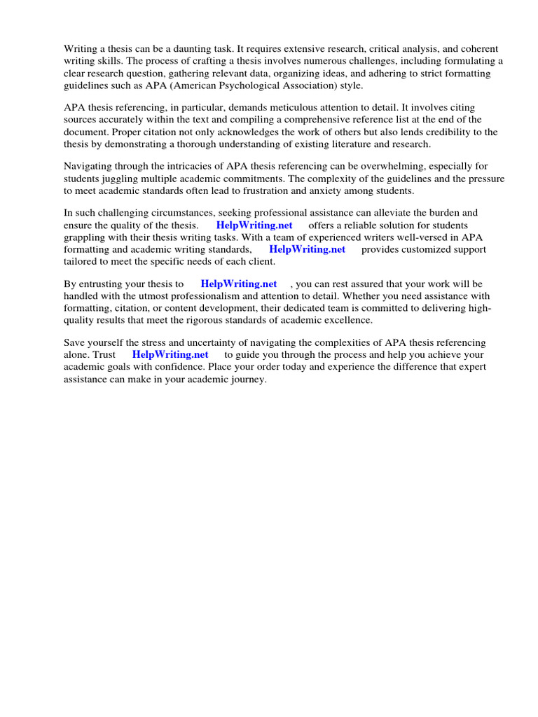 Apa Thesis Reference | Download Free PDF | Apa Style | Thesis