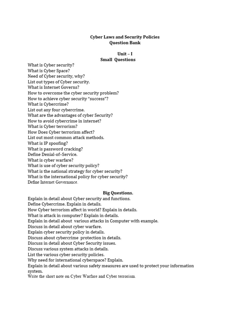 Cyber Security-Unit-1&2 | PDF | Security | Computer Security