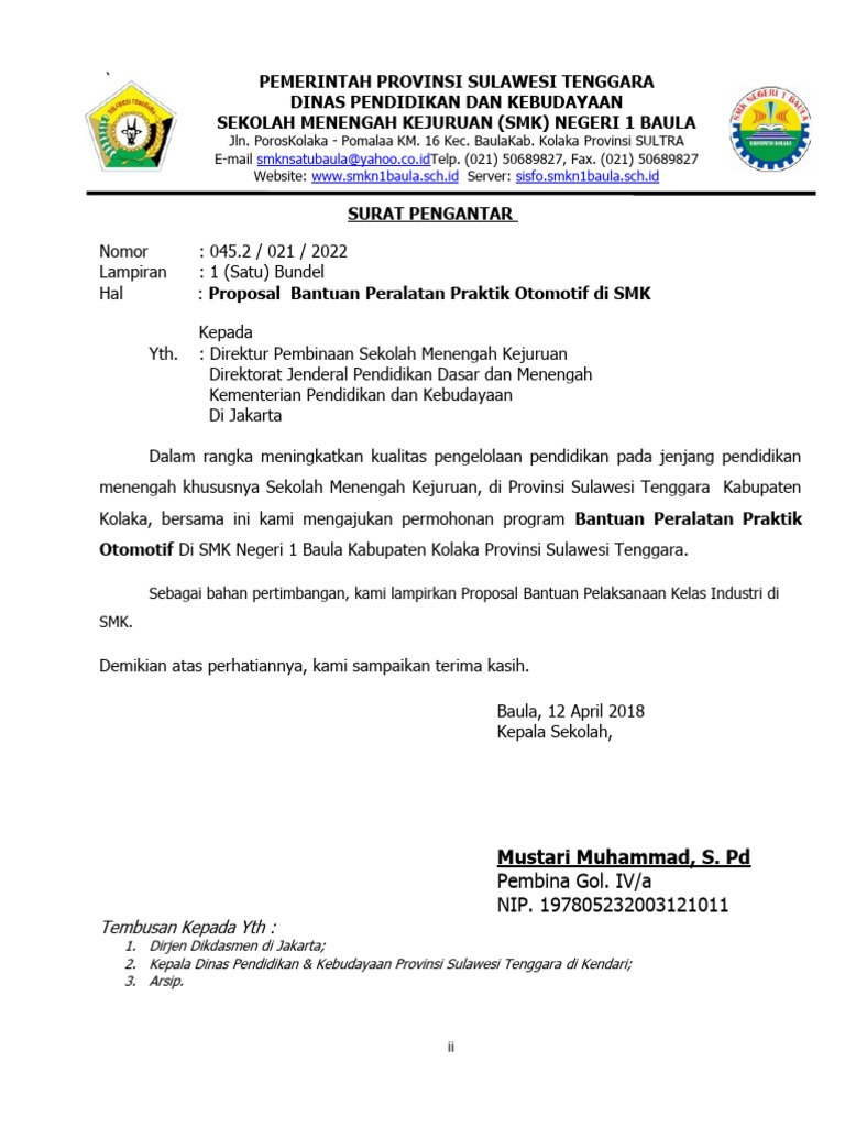 PROPOSAL Bantuan Peralatan Praktik SMK | PDF