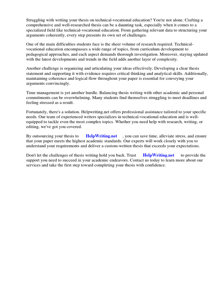 Thesis On Technical-Vocational Education | PDF | Vocational Education ...