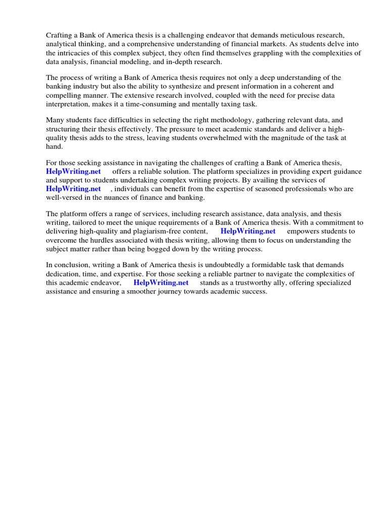 Bank of America Thesis | PDF