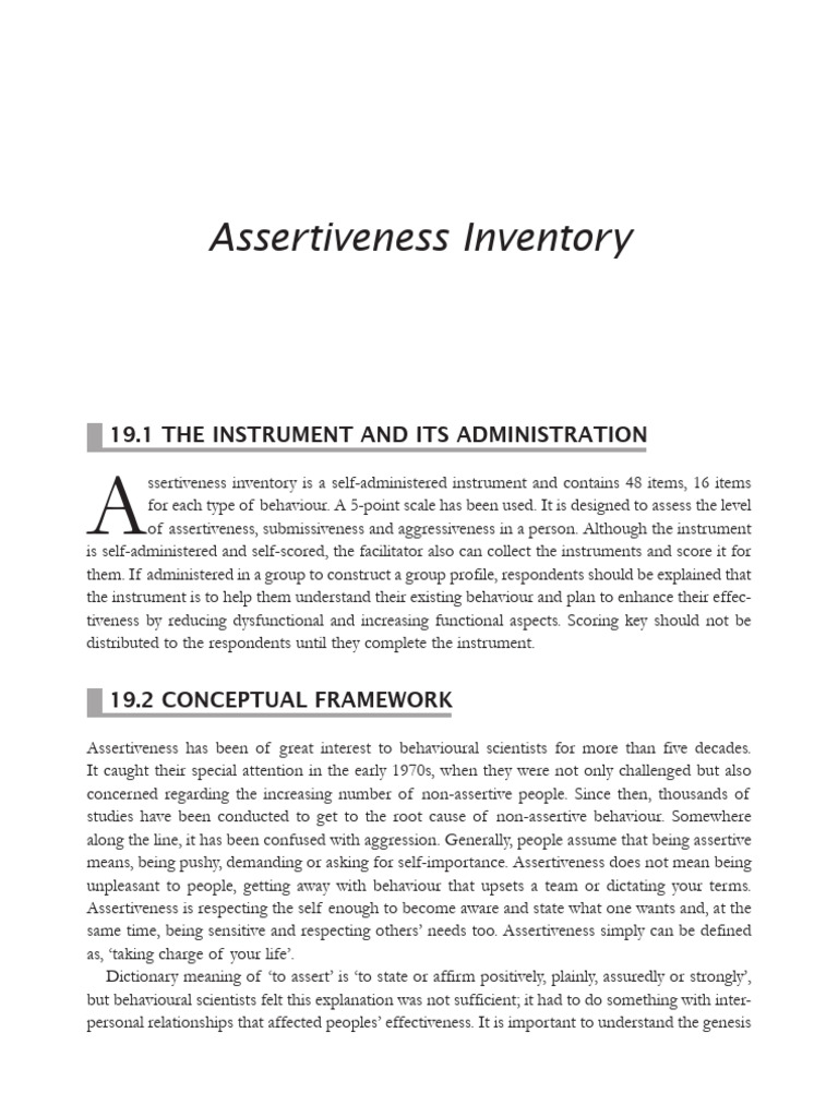 Assertiveness Inventory | PDF | Self Esteem | Psychology